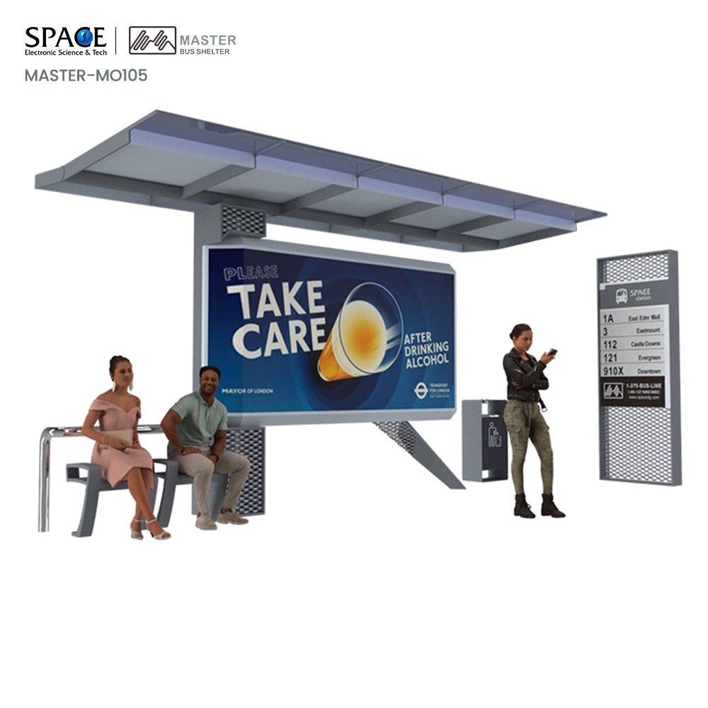 New Design FRP with Steel Plate Bus Stop Shelter or Bus Shelter-Open ...