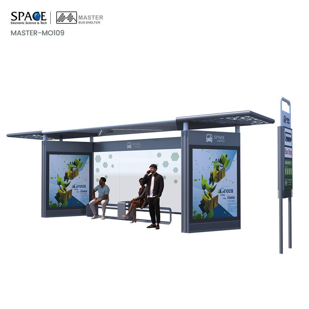 Simple Open Style Strong Steel Metal structure Bus Shelter with Bench ...