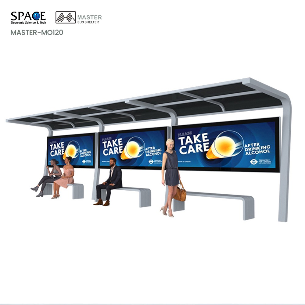 Customized Metal Bus Stop Kiosk Shelter Bench Design-Open Type-bus ...