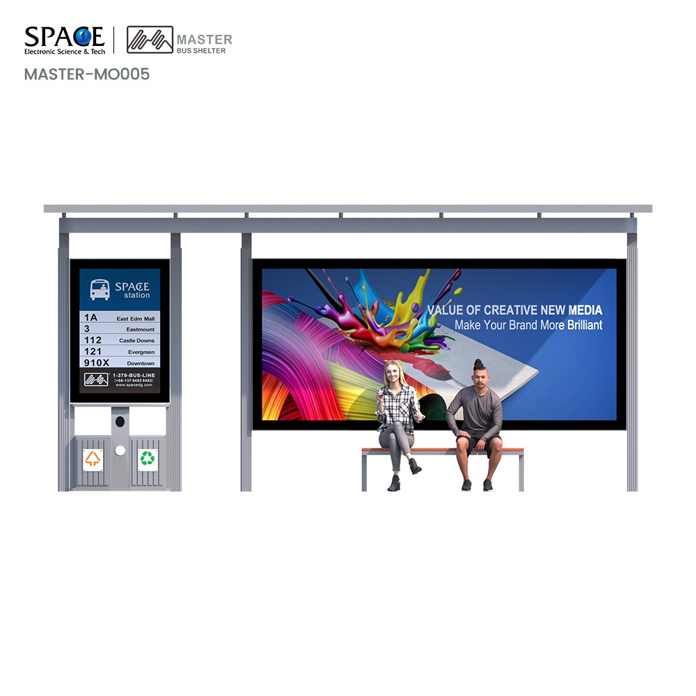 Customized Advertising Smart Bus Shelter with Time For Sale-Open Type ...