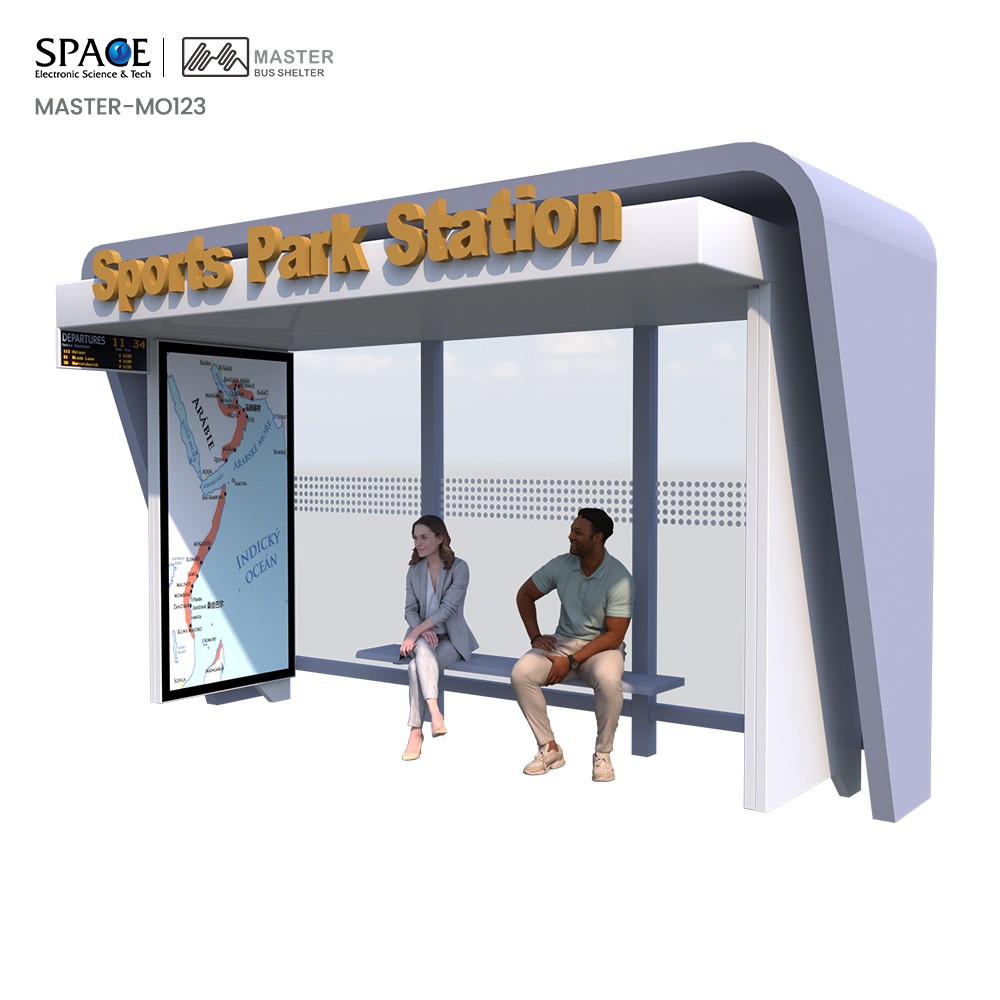 Modern Bus Side LED Display Bus Stop Seating Smart Bus Shelter-Open ...