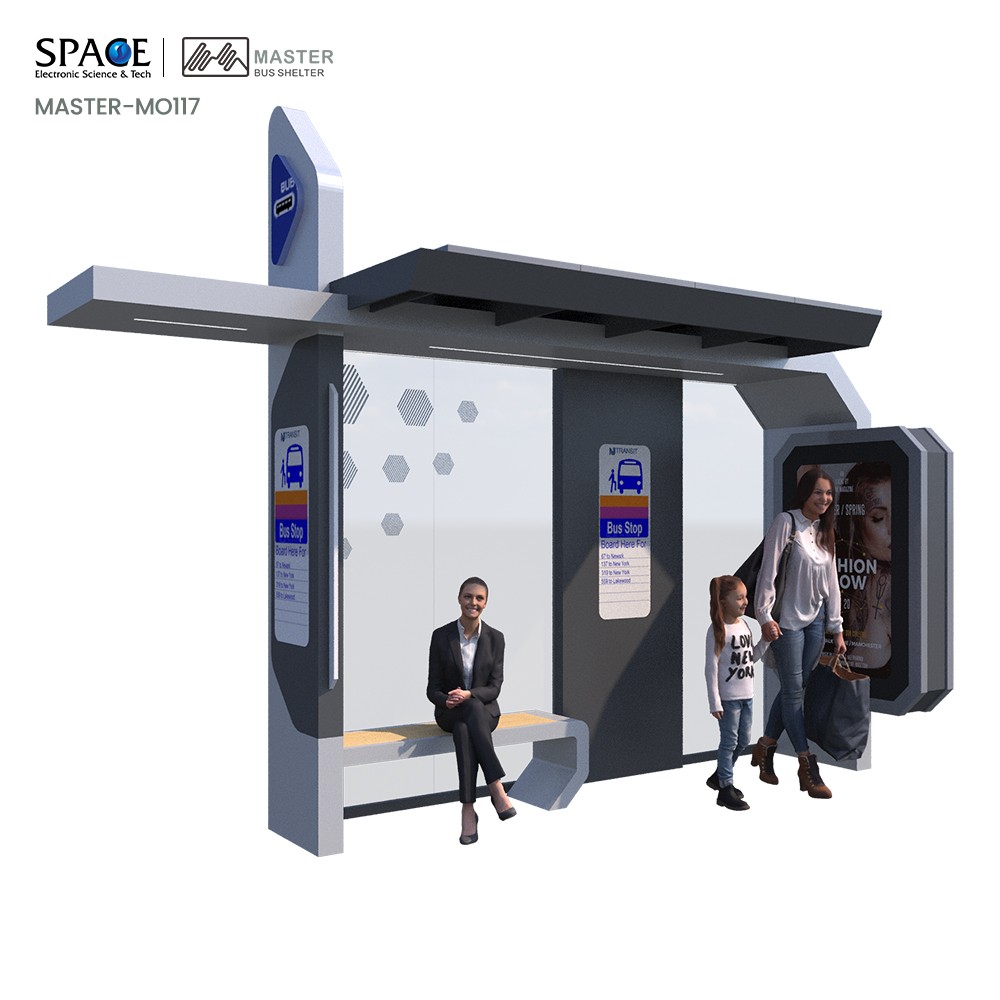 OEM / ODM Downtown and Neighbor Design Smart Bus Stop Shelter Dimension ...