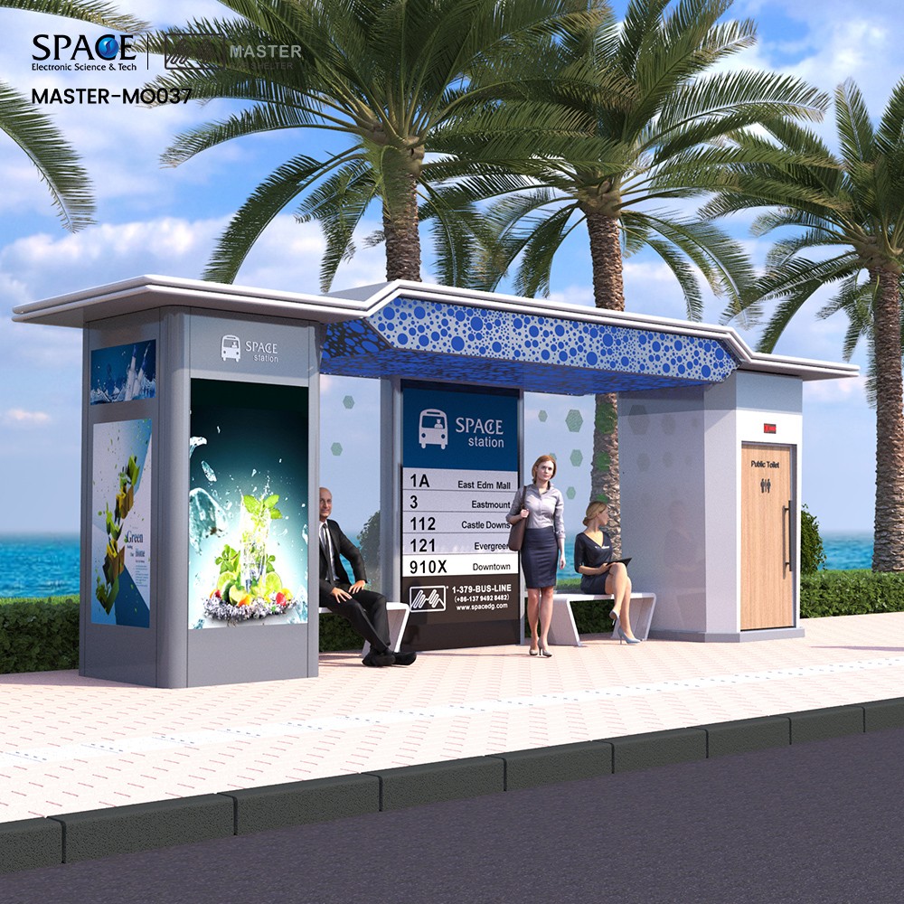 Aluminum Alloy Metal Plate Open Bus Shelter Vending Machine Stylish Bus ...